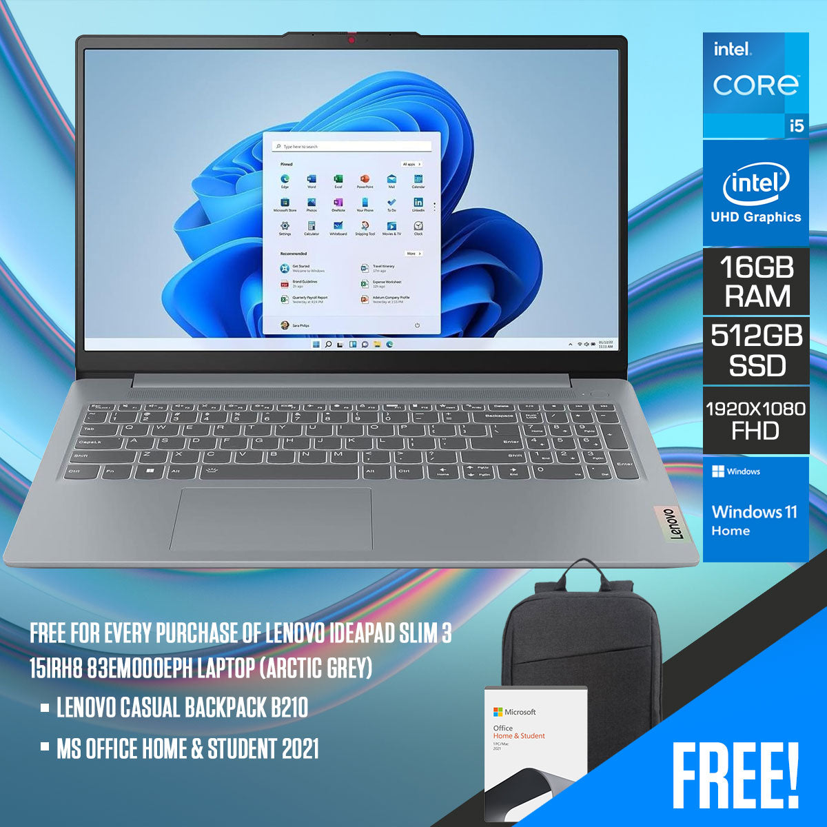 Home All products Lenovo IdeaPad Slim 3 15IRH8 83EM000E...