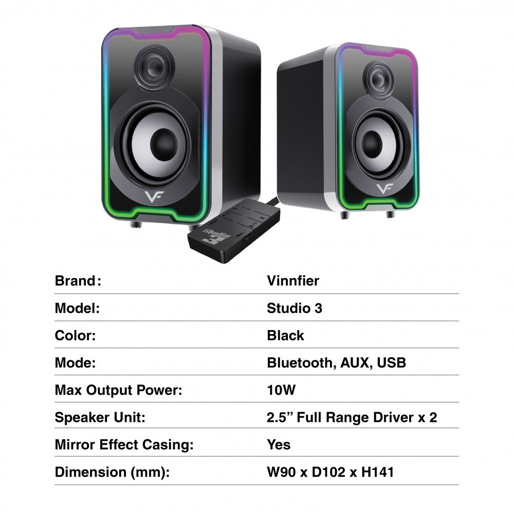 VF Vinnfier Studio 3 RGB Bluetooth/USB/AUX Speaker (VF-ST3)