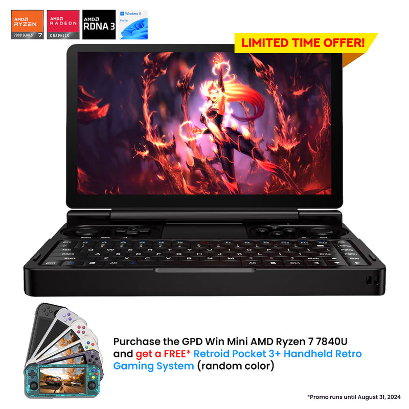 GPD Win Mini AMD Ryzen 7 7840U 7" LTPS Technology 120Hz 32GB RAM + 2TB ...