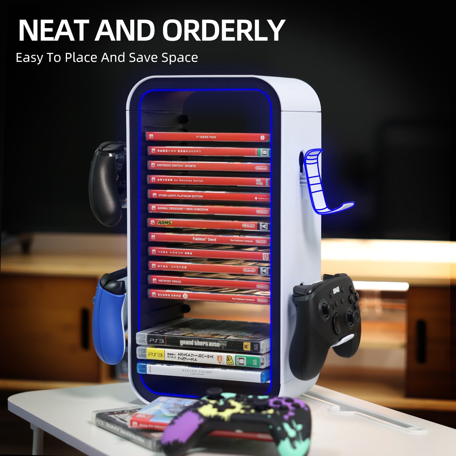 Home All products IINE Game Storage Rack For PS/Xbox/Sw...