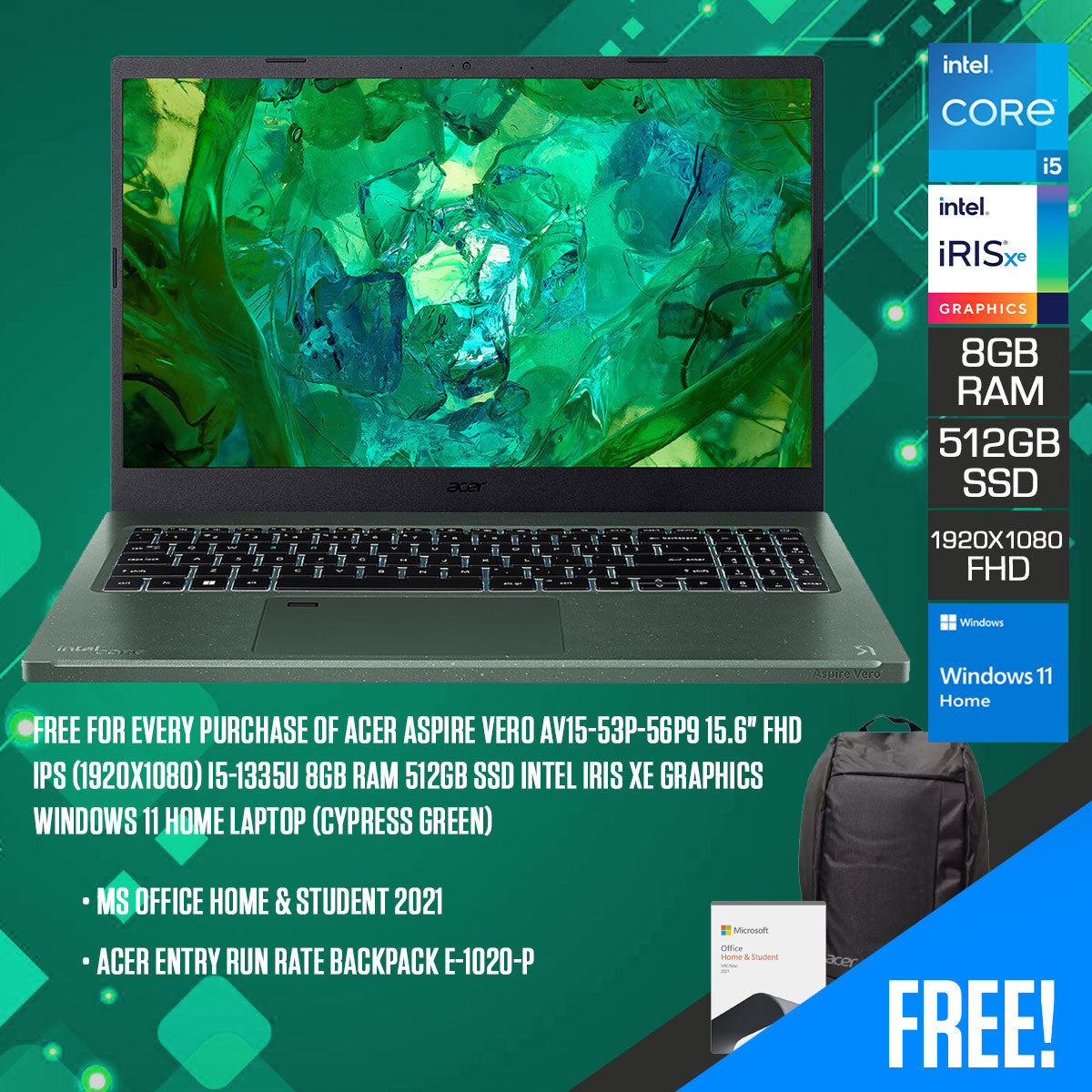 Home All products Acer Aspire Vero AV15-53P-56P9 Laptop...