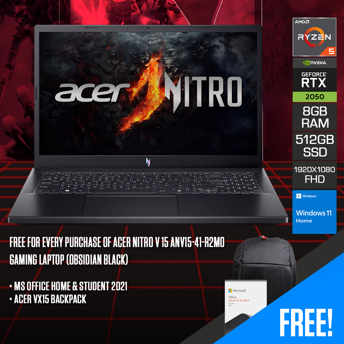 Home All products Acer Nitro V 15 ANV15-41-R2M0 Gaming ...