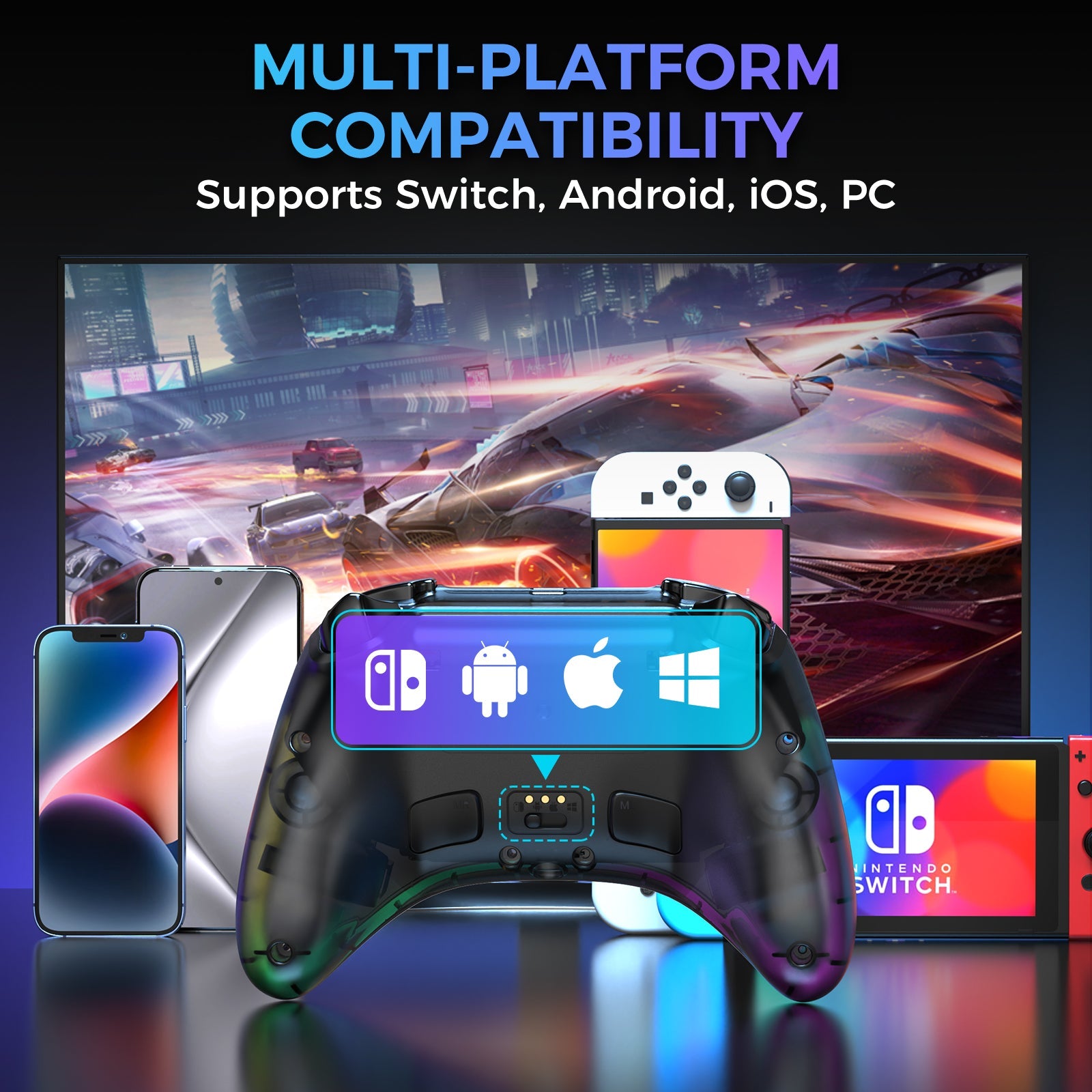 IINE Hecate Transparent Black Wireless Controller With Charging Dock (L1044)