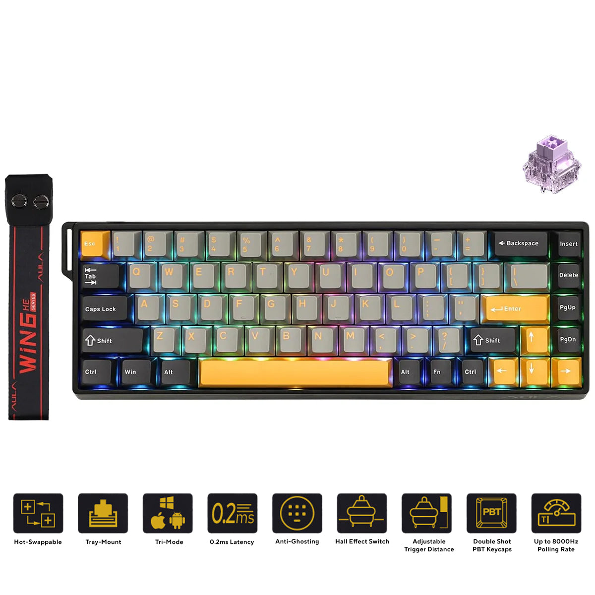 Home All products Aula WIN68HE 68-Key RGB 65% Wired Mag...