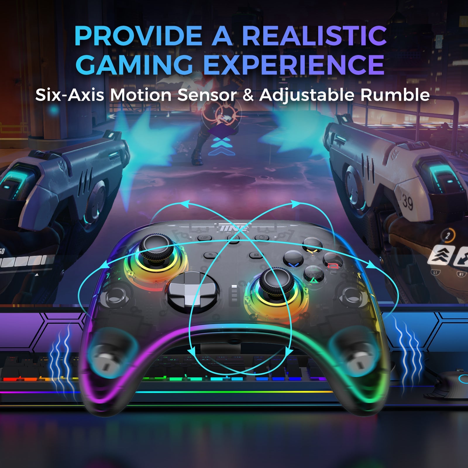 IINE Hecate Transparent Black Wireless Controller With Charging Dock (L1044)