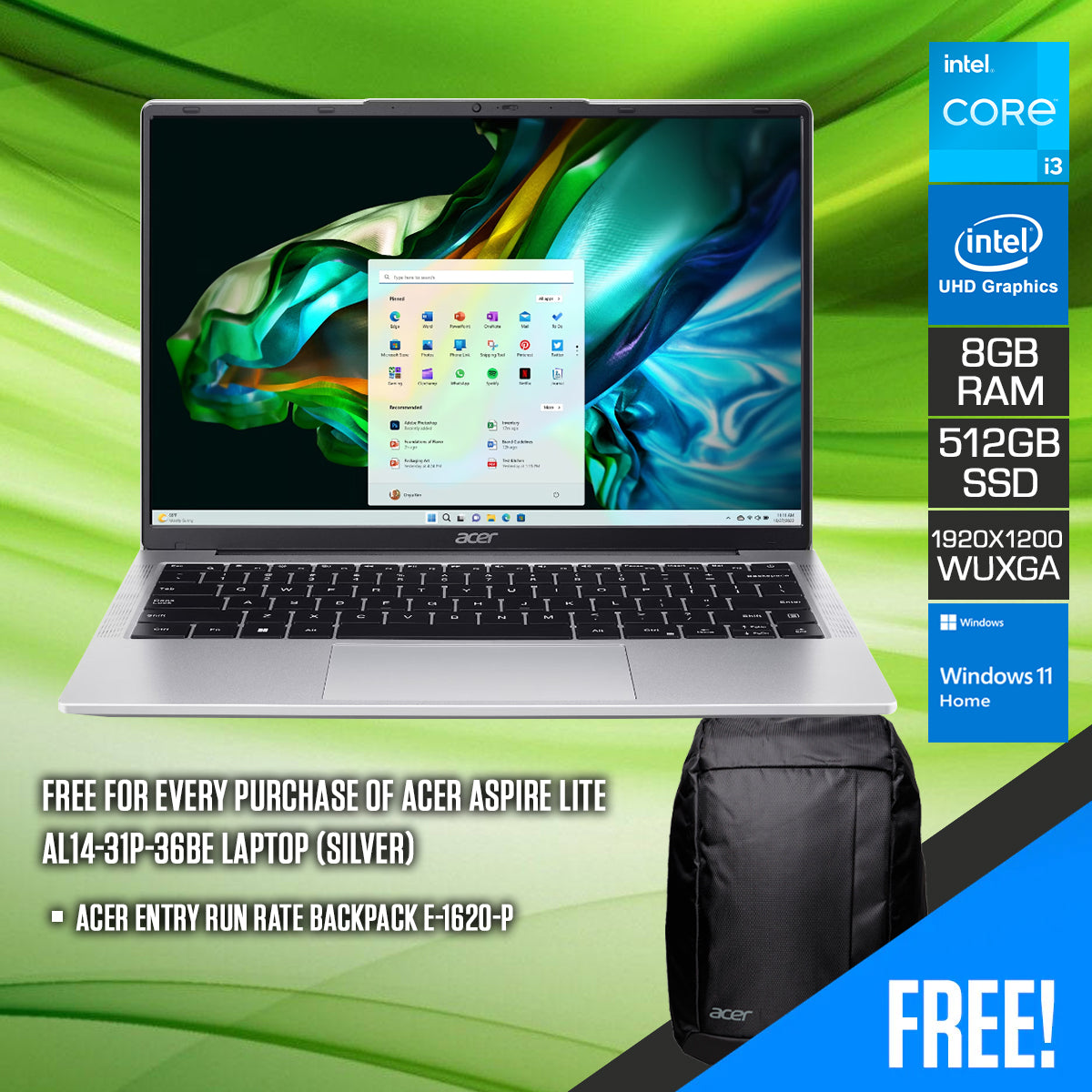 Home All products Acer Aspire Lite AL14-31P-36BE Laptop...