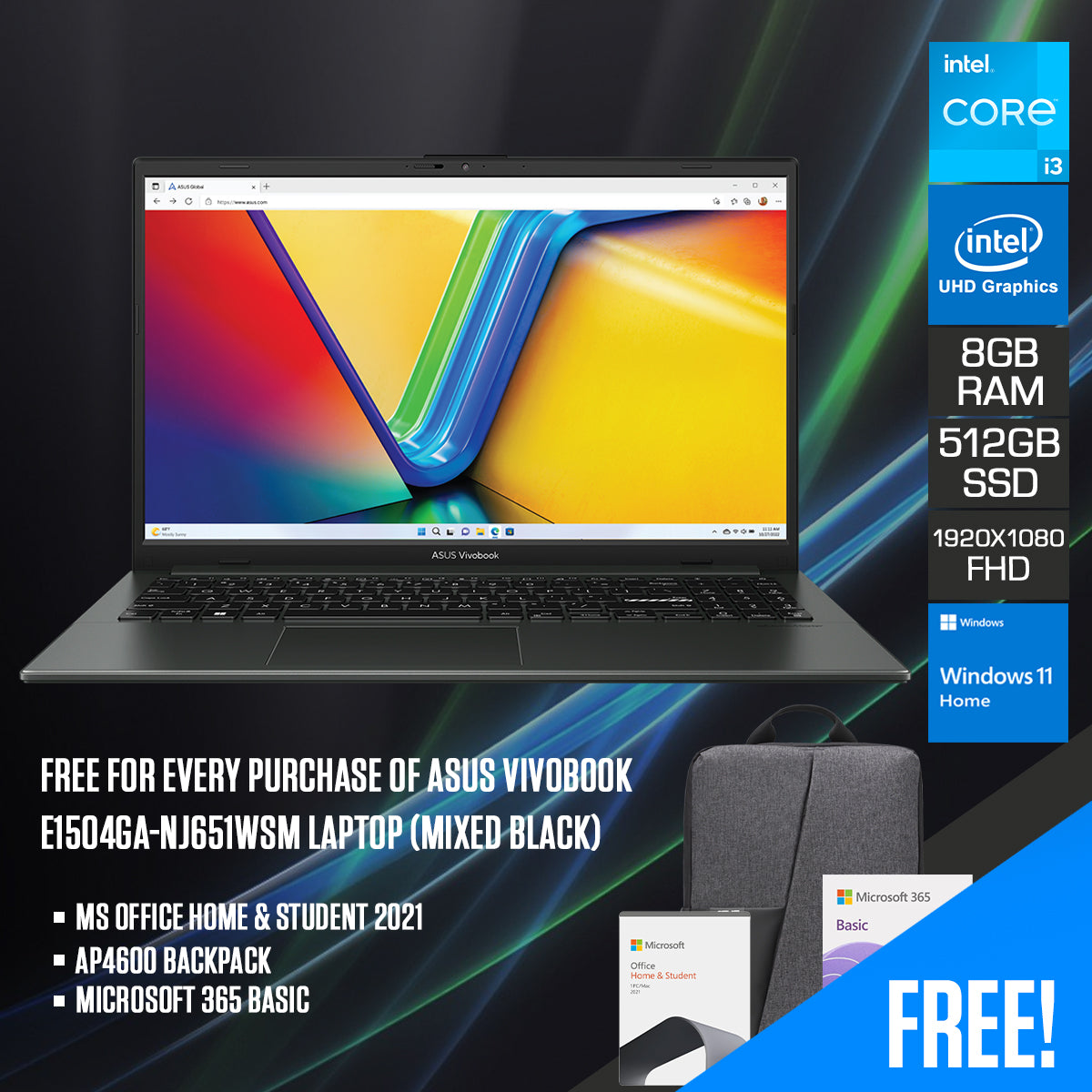 Home All products Asus Vivobook E1504GA-NJ651WSM Laptop...