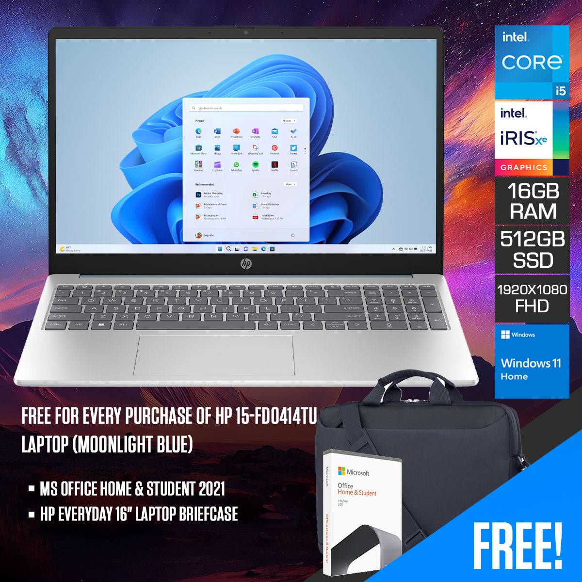 Home All products HP 15-FD0414TU Laptop (Moonlight Blue...