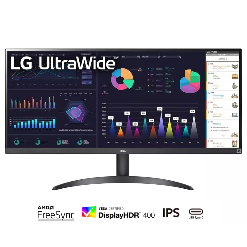 LG 34WQ500-B 34" Ultrawide FHD (2560x1080) 100Hz 5ms GTG Vesa Display ...