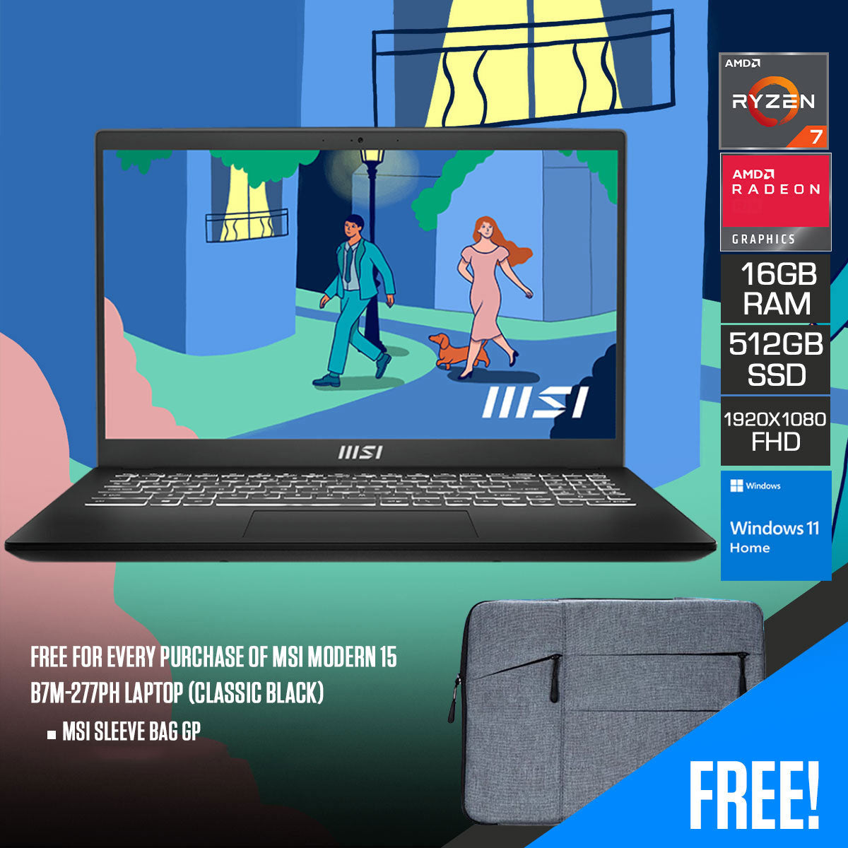 Home All products MSI Modern 15 B7M-277PH Laptop (Class...