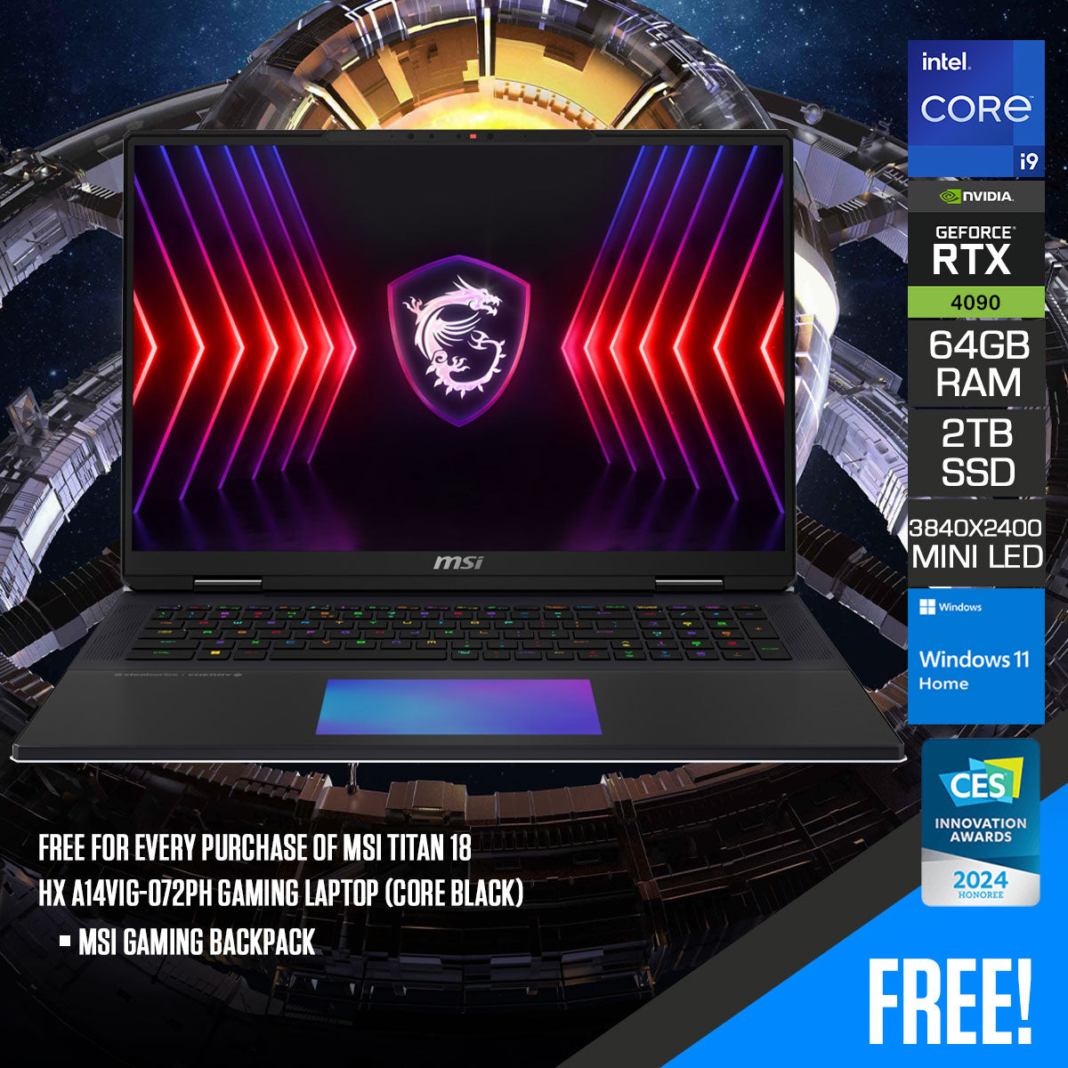 Home All products MSI Titan 18 HX A14VIG-072PH Gaming L...
