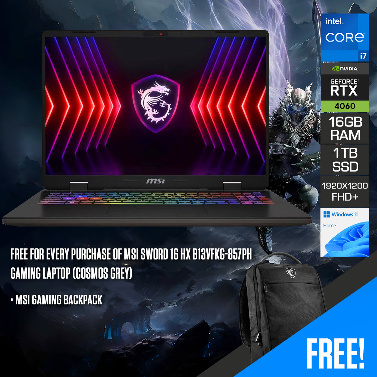 Home All products MSI Sword 16 HX B13VFKG-857PH Gaming ...