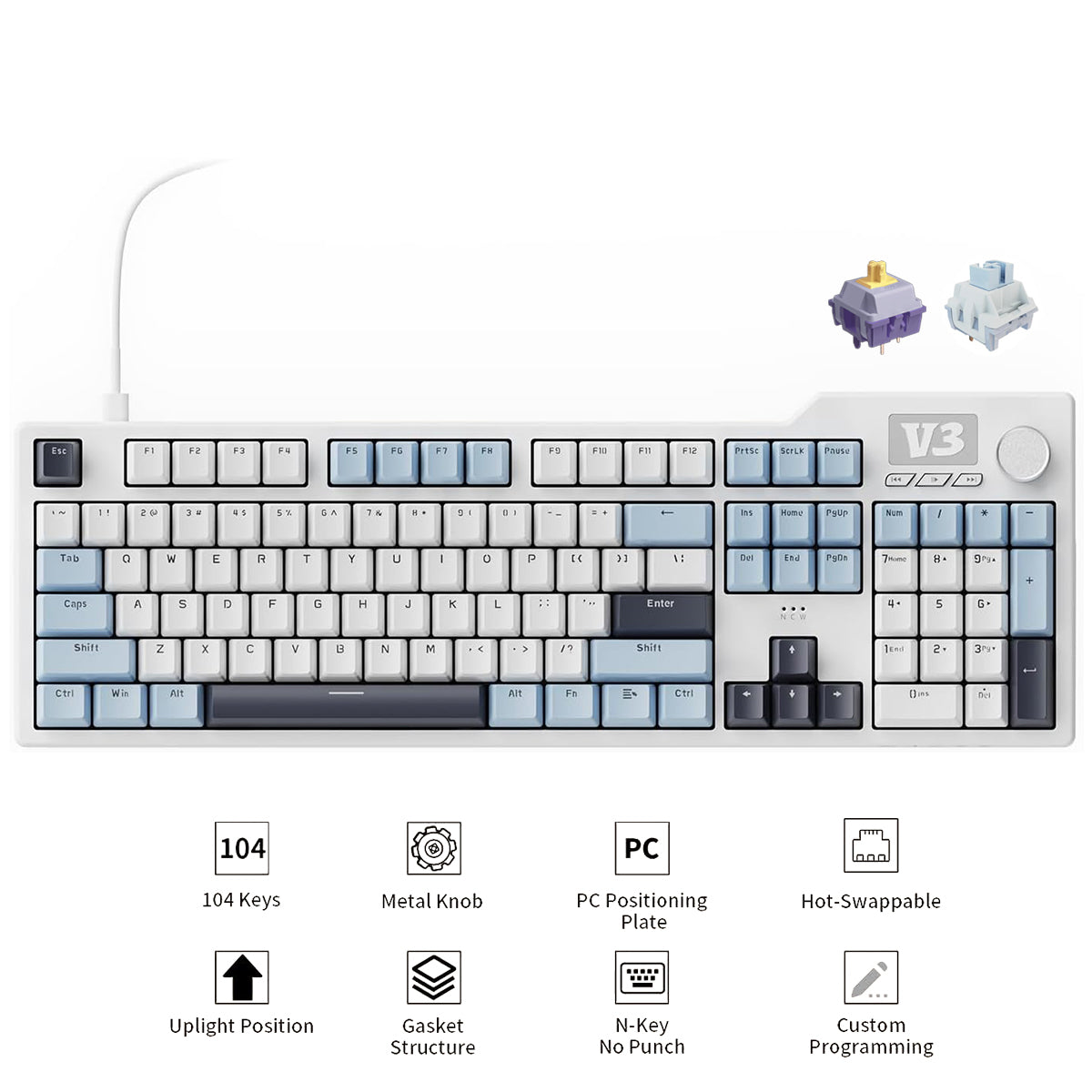 Home All products Ajazz AK35I V3 Wired 100% 104-Keys Ga...