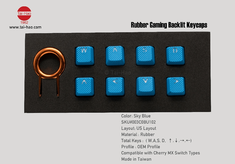 TAIHAO RUBBER DOUBLE SHOT BACKLIT GAMING WASD KEYCAPS SET FOR CHERRY MX ...