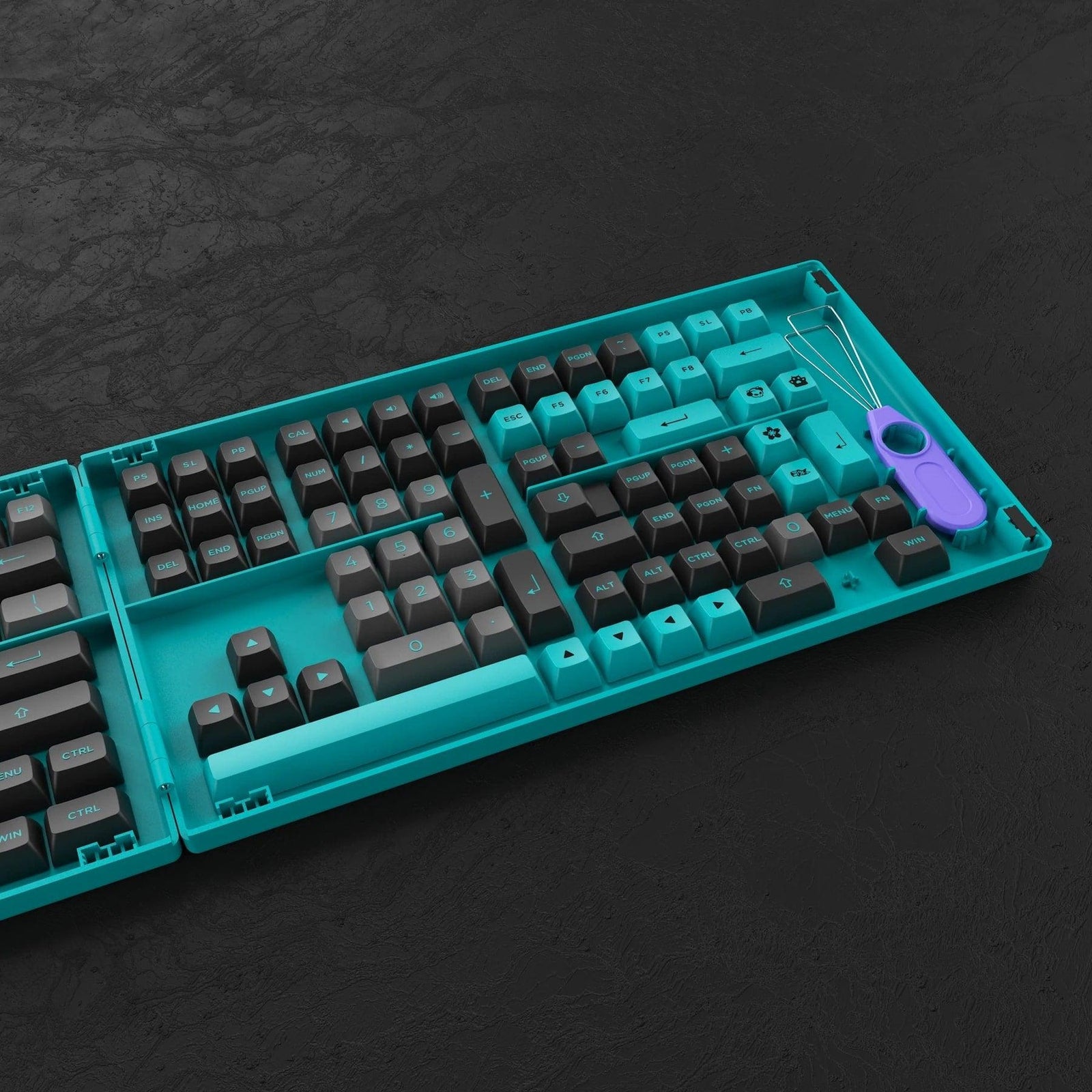 Home All products AKKO BLACK & CYAN FULL KEYCAPS SET AS...
