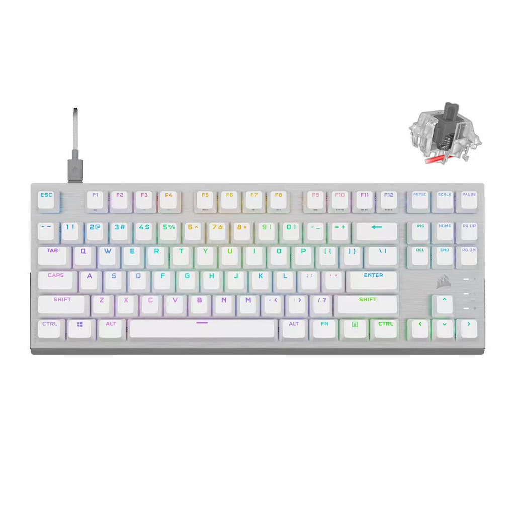 CorsairK60ProTKLRGBTenkeylessOptical-MechanicalGamingKeyboard_White ...