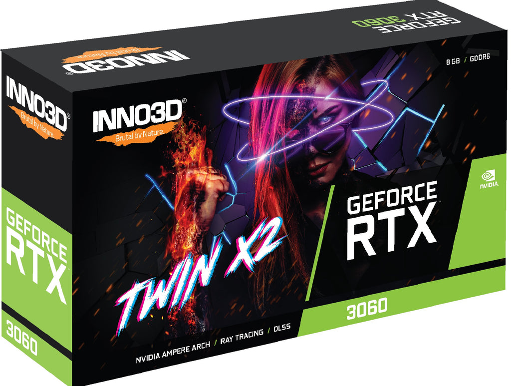 INNO3D GeForce RTX 3060 Twin X2 8GB GDDR6 Graphics Card (N30602-08D6 ...