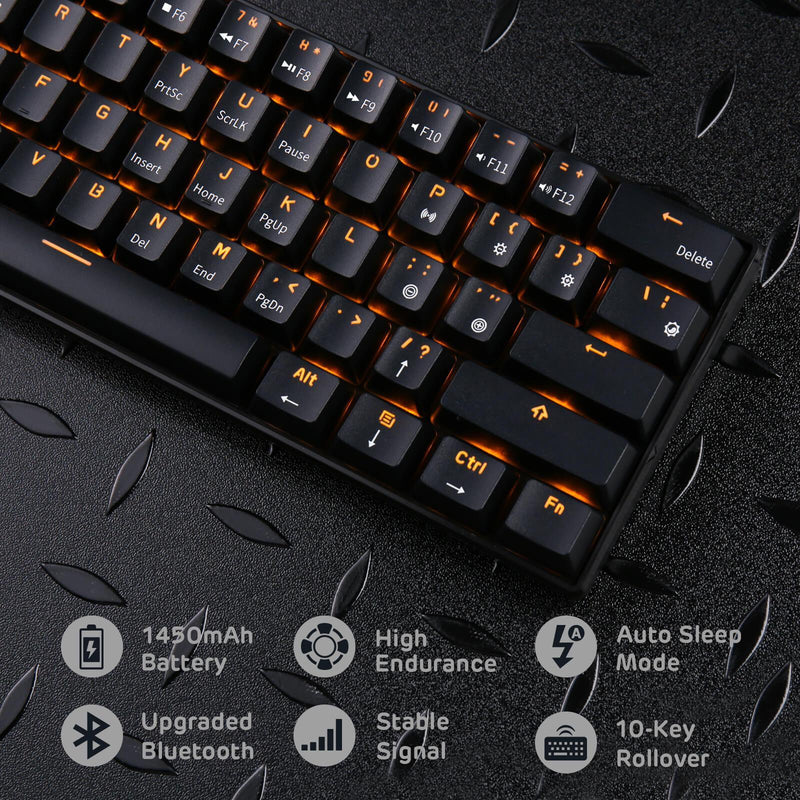 ROYAL KLUDGE RK61 TRI-MODE RGB 61 KEYS HOT SWAPPABLE MECHANICAL ...