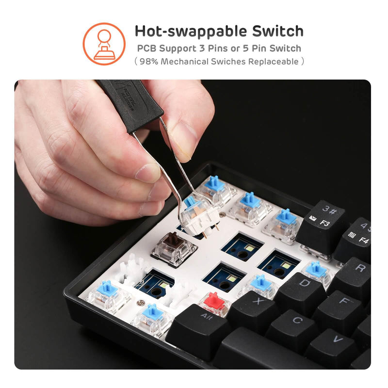 ROYAL KLUDGE RK61 TRI-MODE RGB 61 KEYS HOT SWAPPABLE MECHANICAL ...