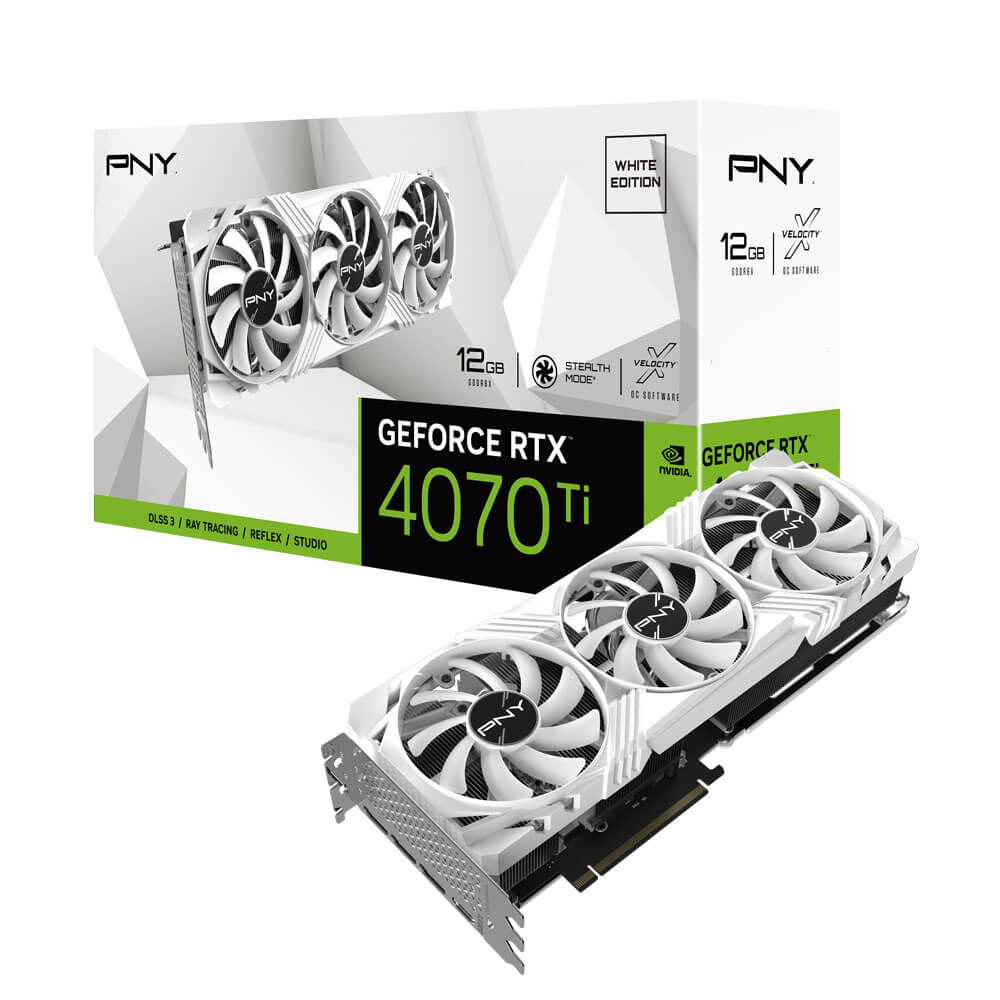 PNY GeForce RTX 4070 Ti 12GB LED Verto Triple Fan GDDR6X PCIE 4.0 Graphics Card (White ...